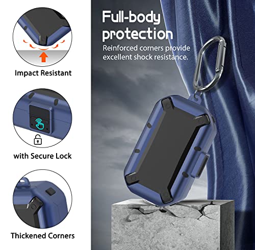 [with Lock] TOLUOHU Cover for Bose QuietComfort Earbuds Case, Shock-Absorbing Protective PC+TPU Security Lock Case Compatible with Bose QuietComfort Earbuds for Men Women with Keychain (Blue)