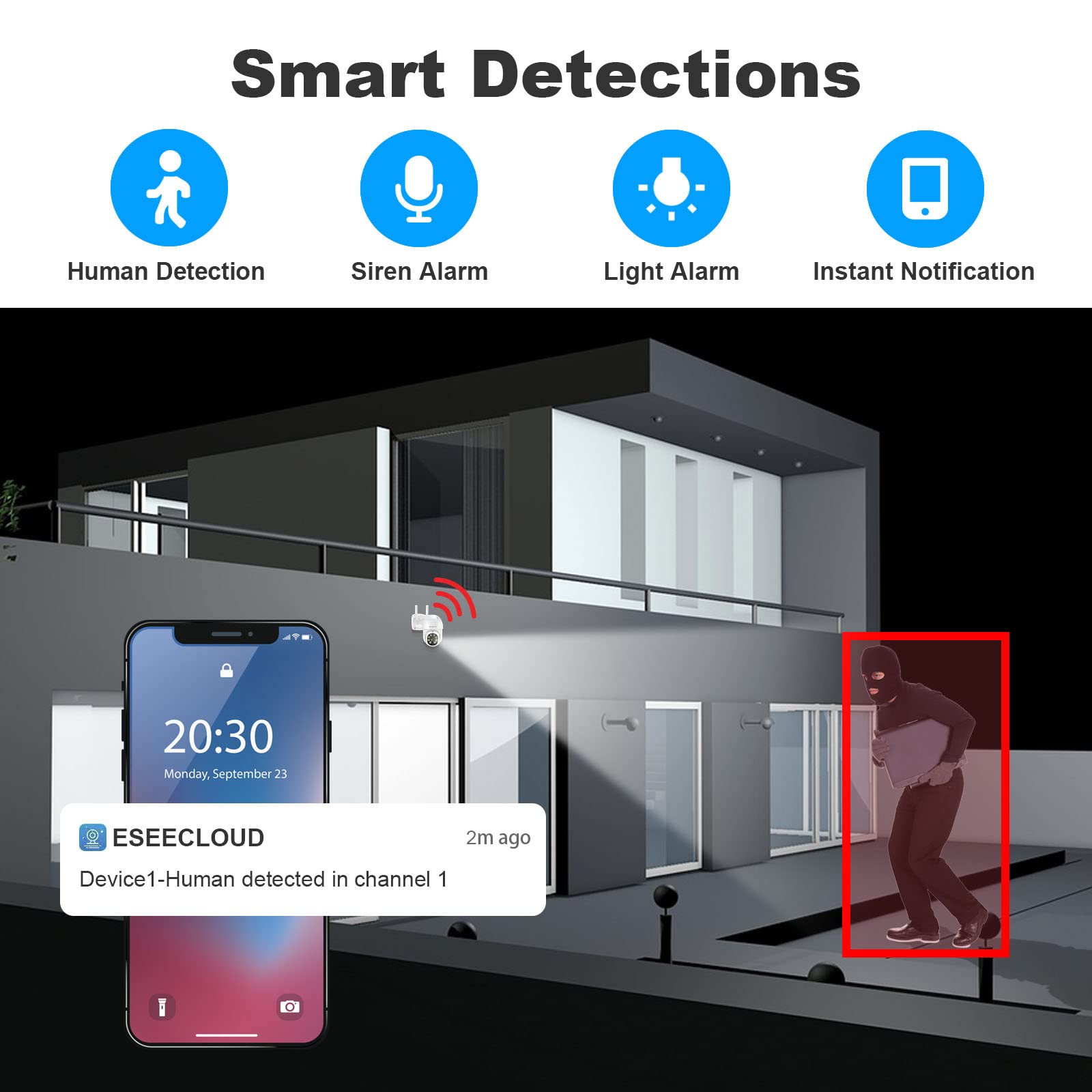 【2K, Auto Tracking】 STOXTAR Home Security Camera System Wireless, 8pcs 3MP PTZ WiFi Security Cameras Outdoor with Floodlight, 2-Way Audio, AI Human Detection, 10CH NVR with 1TB HDD for 24/7 Recording