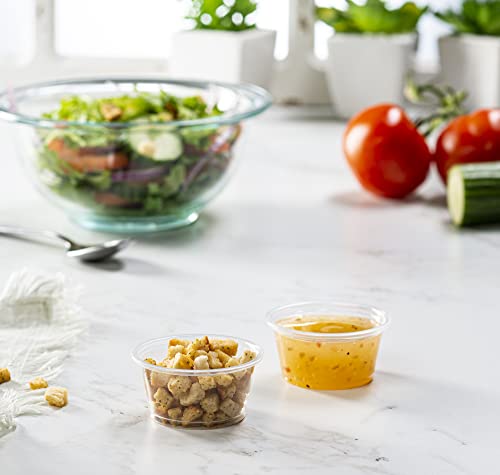 {2 oz - 200 Cups} Clear Diposable Plastic Portion Cups No Lids, Small Mini Containers For Portion Controll, Jello Shots, Meal Prep, Sauce Cups, Slime, Condiments, Medicine, Dressings, Crafts, Disposable Souffle Cups & Much more