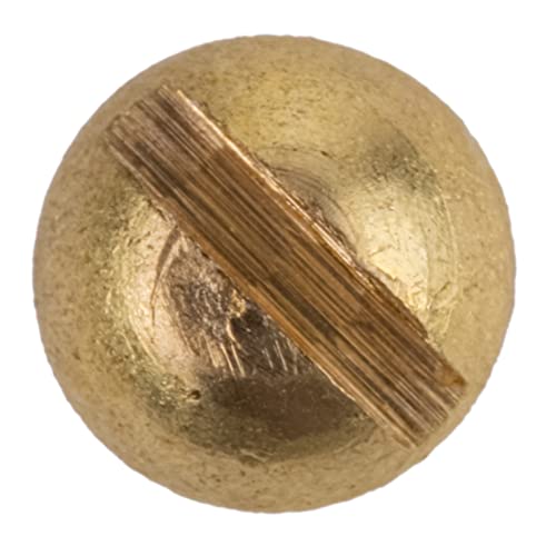 #3 x 1/2" Brass Round Head Slot Drive Wood Screws | 25 Pack | Self Tapping Screws for Wood Antique or Modern Furniture That Does Not Require A Countersunk Screws | SC-B312R (25)