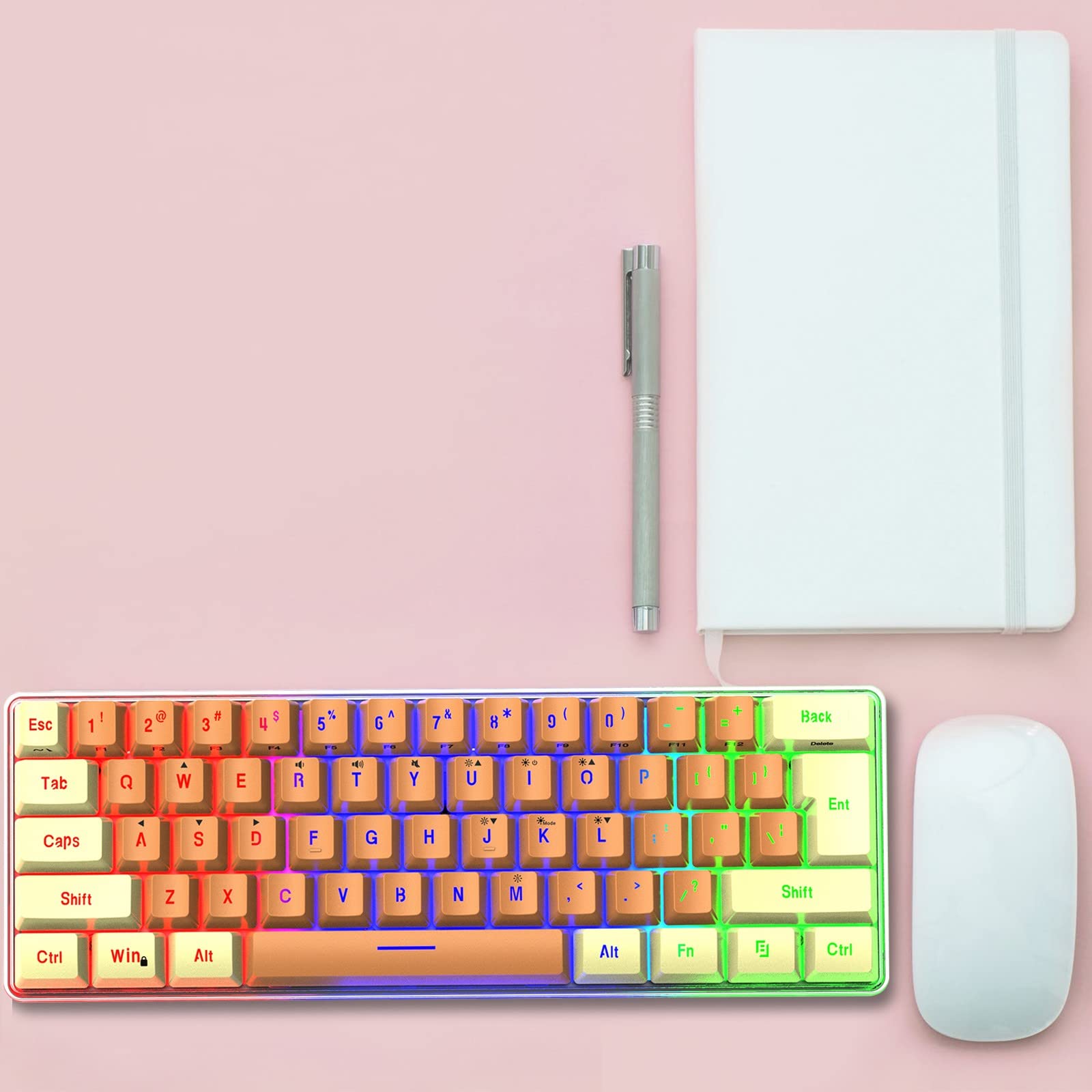 #j78n35 Mechanical Keyboard Wired Compact Pc Keyboard Mechanical Gaming Keyboard 61 Keys for Computer/Laptop