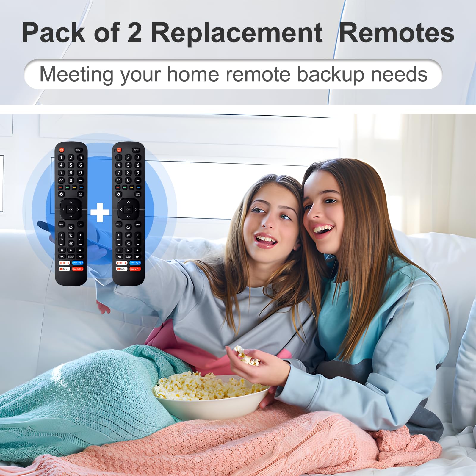 【Pack of 2】 New Universal IR Remote for Hisense-TV Remote, 2 Piece Replacement Control EN2A27 for Hisense-Smart-TV-Remote