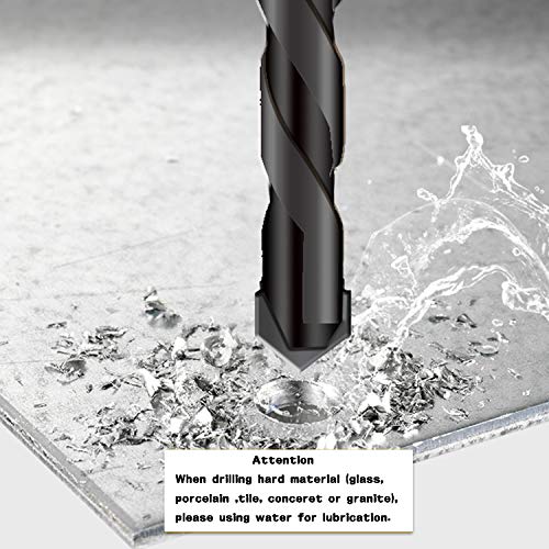 【 New 】6pcs Black Masonry Drill Bits Set, Mgtgbao Ceramic Tile Drill Bits Carbide Tip for Glass, Brick, Tile, Concrete, Plastic and Wood with size 6mm(1/4”), 8mm (5/16”), 10mm (3/8”), 12mm (1/2”).