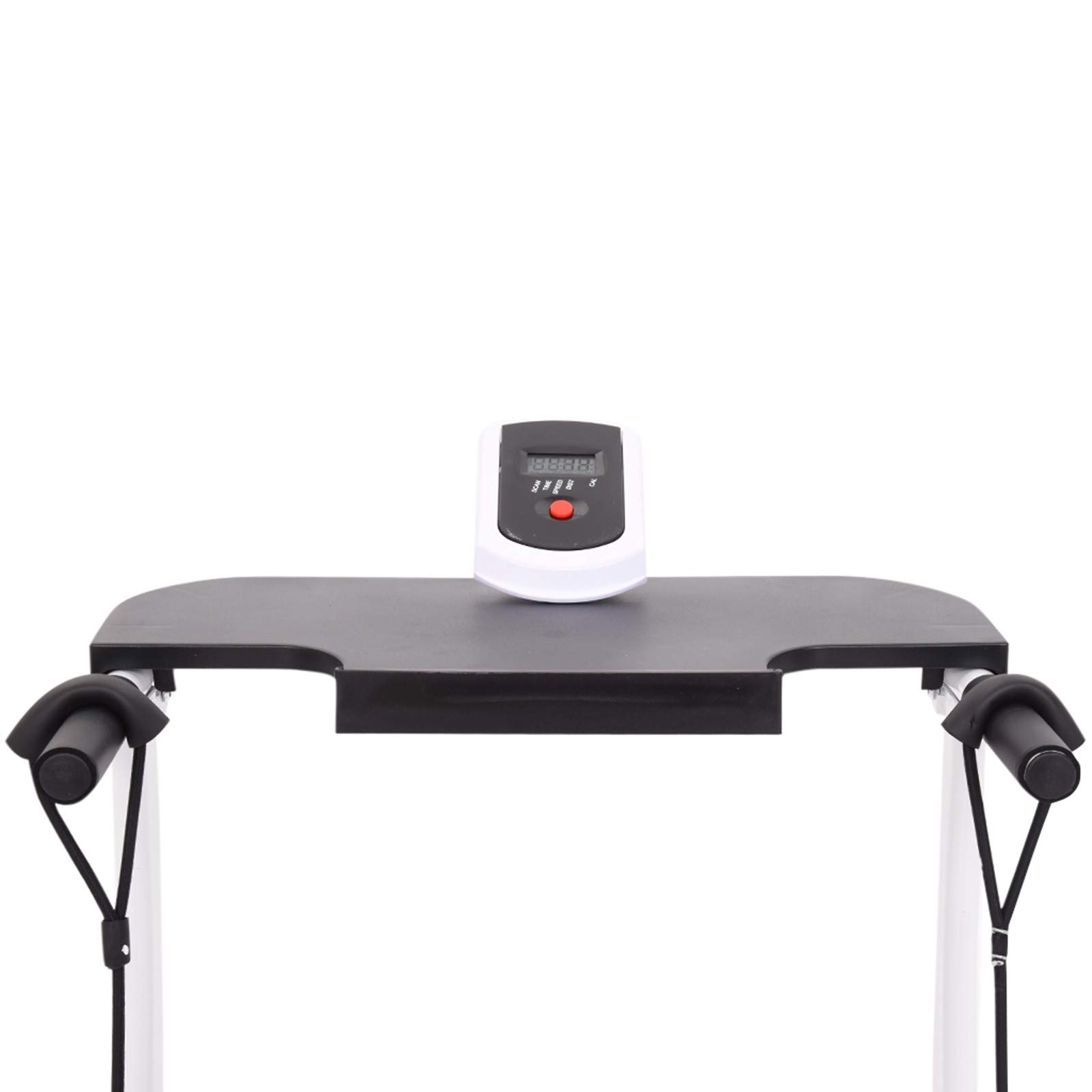 【Ship from US】 Home Treadmills Two-Wheeled Mechanical Treadmill, Foldable Walking Running Machine with Table Holder/LCD Monitor, Built-in Mp3 Speaker, Low Noise for Home/Office/Gym