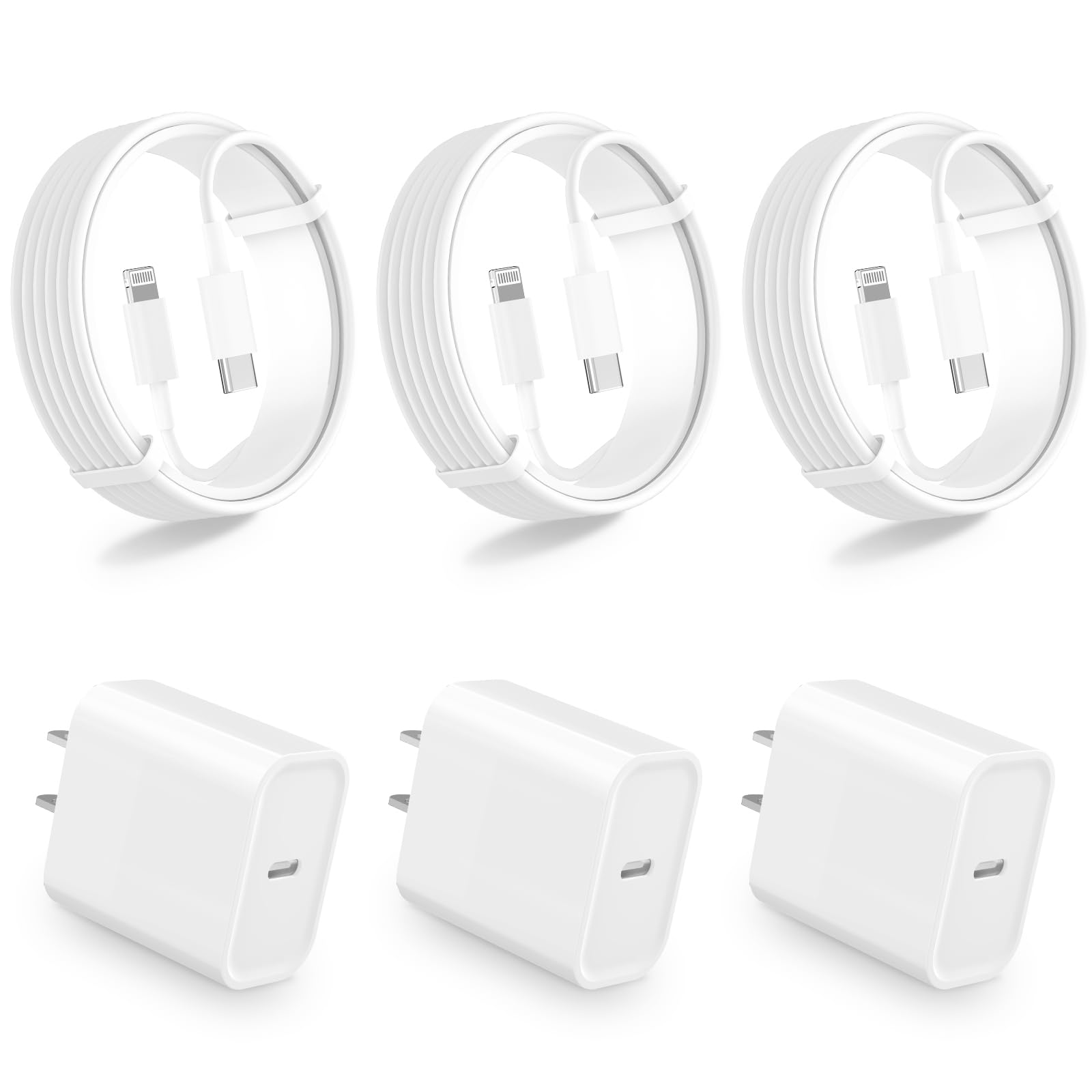 【MFi Certified】iPhone 14 Charger Fast Charging, KASHIMURA 3Pack 20W USB-C Power Wall Charger Adapter with 6FT Type-C to Lightning Cord Compatible with iPhone 14 13 12 11 Pro XS Max Mini XR SE X 8 iPad