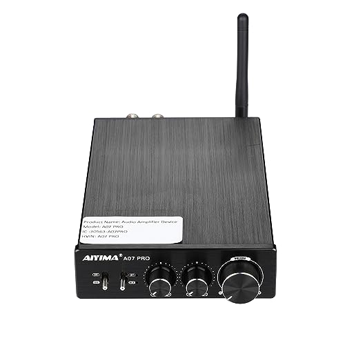 [Upgraded] AIYIMA A07 Pro TPA3255 Stereo Amplifier Bluetooth 5.2 300Wx2 HiFi Class D Amp 2.0/2.1 Channel Audio Power Amp for Speaker with Bass Treble Control& Line Output + Power Adapter
