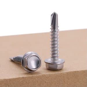 #14 x 1" Hex Washer Head Self Drilling Screws, 410 Stainless Steel, Hexagon Head Self Drilling Screws with Flange Washer Collar, 30 PCS