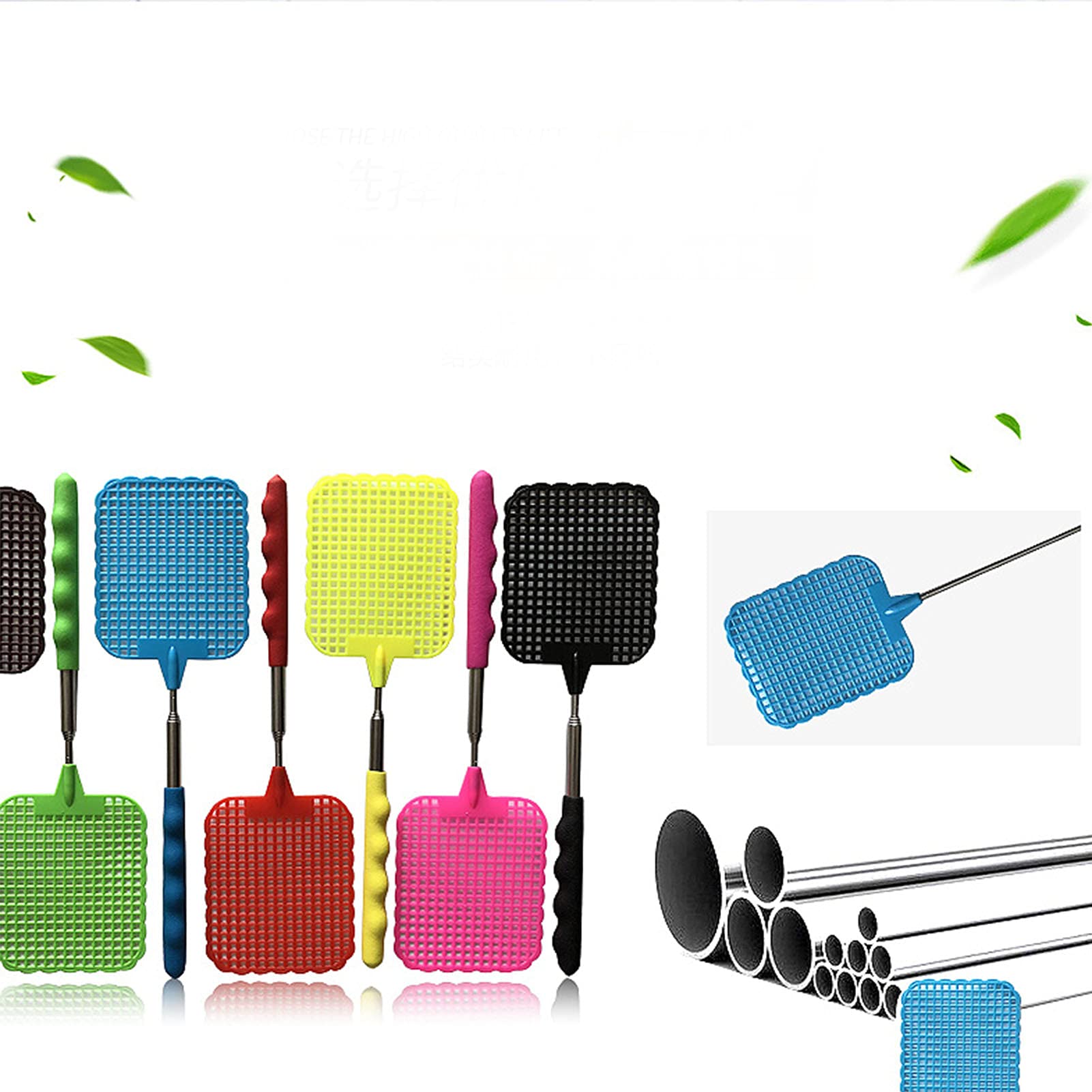 01 02 015 Fly Swatter, Stainless Steel Mini Fly Racket Retractable Durable for Home Office for Anti- for Repel Mosquitoes for Outdoor Camping