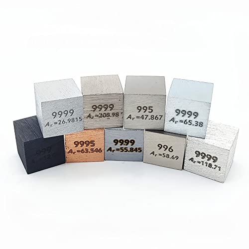 0.39" Element Cube Set 10mm Density Cubes for Periodic Table Collection Up to 99.99% Purity (0.39β, 9-01)