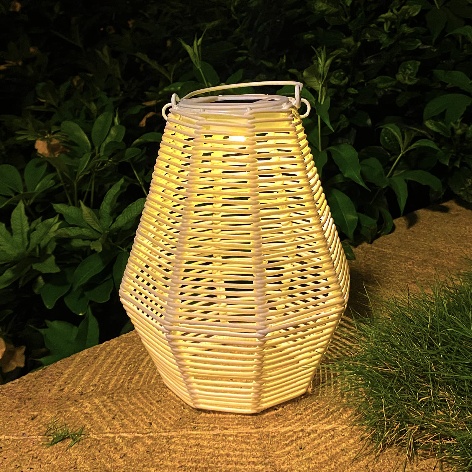 【Limited Promotion】Solar Lantern Outdoor Rattan Hanging Solar Light Solar Table Lamp Waterproof with Warm Light Bead for Patio Yard Garden Wedding Landscape Decoration - Auto on/Off (Light Beads)