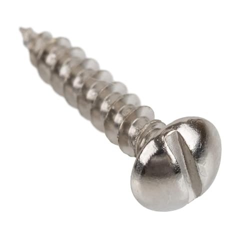 #8 x 3/4" Nickel Plated Round Head Slot Drive Wood Screws | Pack of 100 | Fastener Screws for Cabinets, Woodworking, Antique & Modern Furniture | SC-N834RC (100)
