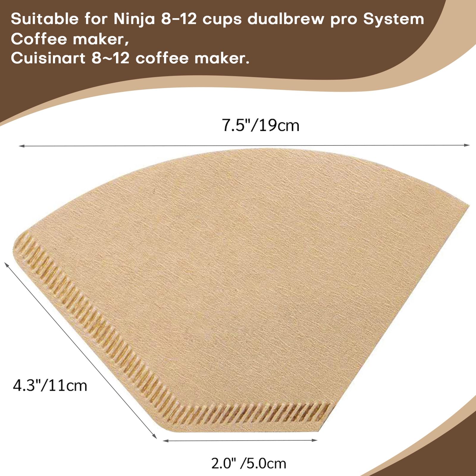 #4 Natural Brown Paper Cone Coffee Filters, Unbleached Coffee Filter 4, Fit 8~12 Cup Cuisinart Ninja Bonavita OXO Coffee Maker & #4 Cone Coffee Drippers, Replace Melitta Coffee Filters No.4 (100)