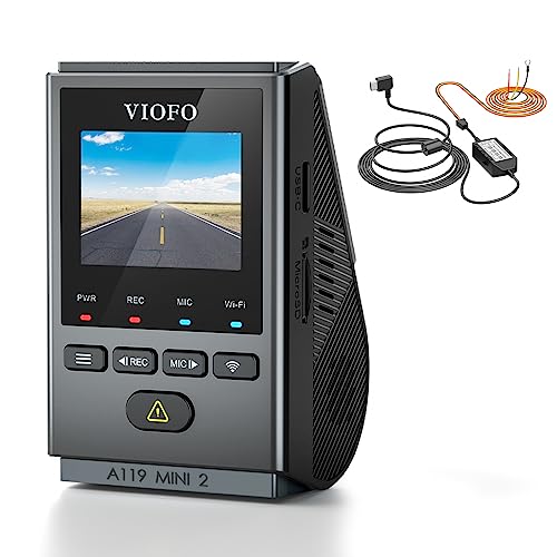 【Bundle: VIOFO A119 Mini 2 + HK4 Hardwire Cable】 VIOFO Mini Dash Cam Front A119 Mini 2, STARVIS 2 Sensor, 2K 60fps/HDR 30fps Voice Control Car Dash Camera with 5GHz Wi-Fi GPS, 24H Parking Mode