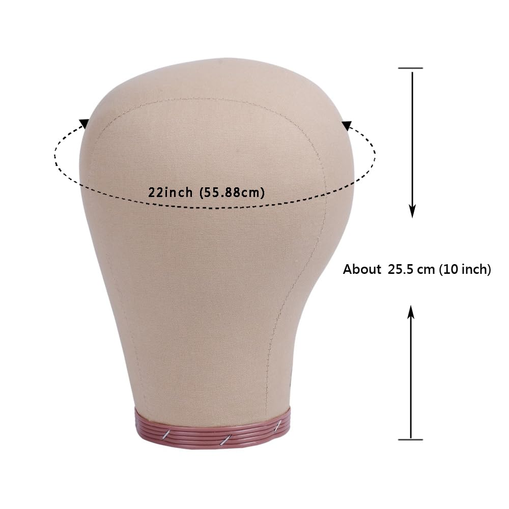 1 Piece 22 Inch Wig Head Cork Canvas Block Head Mannequin Head for Wigs Display Styling Manikin Head (22 inch)