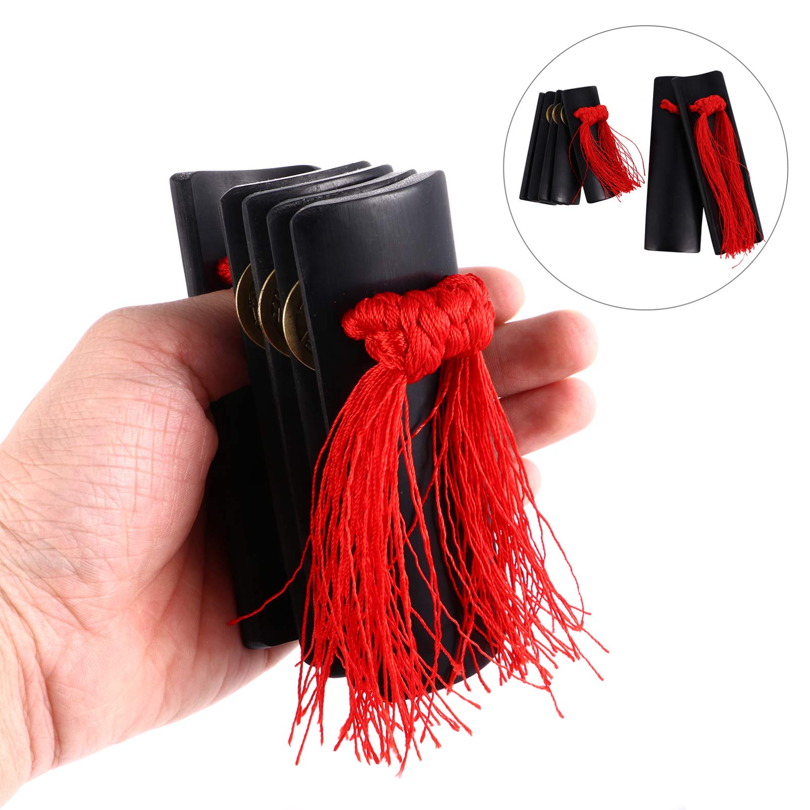 1 Pair Chinese Kuaiban Bamboo Bamboo Musical Instruments Traditional Hand Percussion Castanets Clapper Instrument for Adults Chinese Spring Festival (Black)