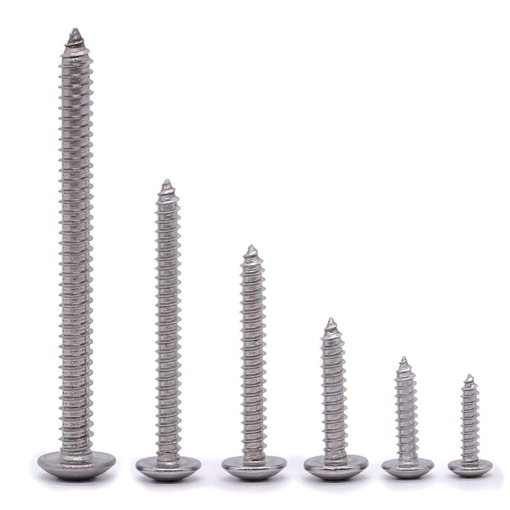 #10 x 3/4" Truss Head Wood Screw, Phillips Truss Head Self Tapping Sheet Metal Tek Screw, 18-8 Stainless Steel 304, Brgiht Finish, 100 PCS