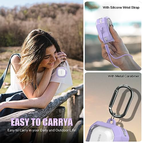 [with Secure Lock] Clear Case Cover for Galaxy Buds 2 Pro Case(2022) /Galaxy Buds Pro Case(2021) /Galaxy Buds 2 Case (2021) /Galaxy Buds Live Case(2020) with Fashion Candy Keychain (Clear Purple)