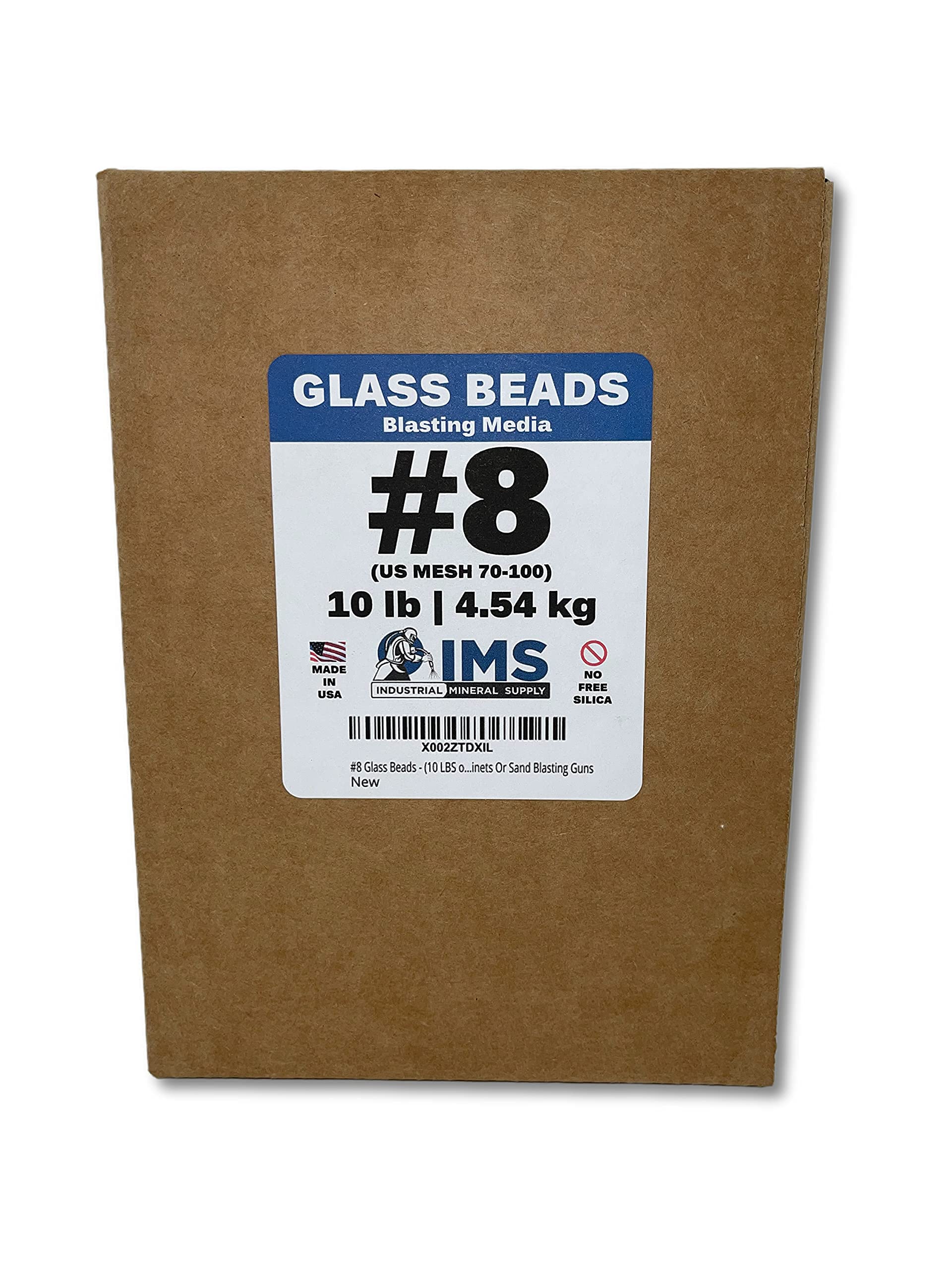 #8 Glass Beads - (10 LBS or 4.54 kg) - Blasting Abrasive Media (Medium) - 70-100 US Mesh for Blast Cabinets or Sand Blasting Guns