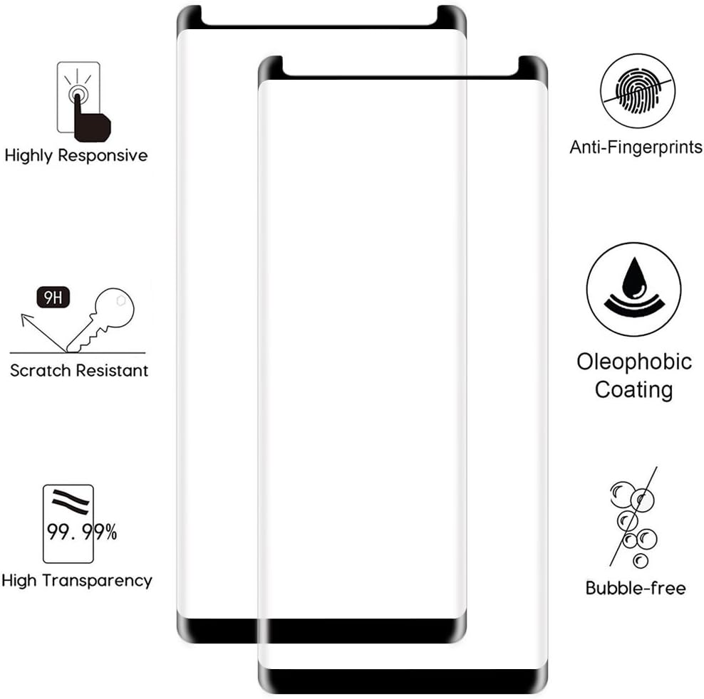 ă2-PACKăCoolpow Designed for Samsung Galaxy Note 9 Screen Protector, Case Friendly, Anti-Bubble, 3D Curved, Full Coverage, 9H Hardness, HD Clear, Note 9 Screen Protector Tempered Glass Cell phone Film