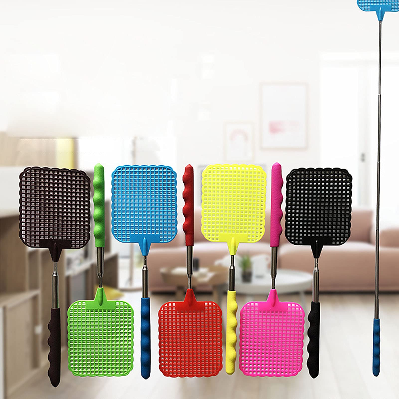 01 02 015 Fly Swatter, Stainless Steel Mini Fly Racket Retractable Durable for Home Office for Anti- for Repel Mosquitoes for Outdoor Camping