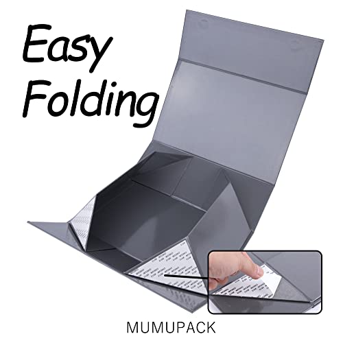 1 Pack grey Gift Box 12x8x4.5 Inches Large Gift Boxes with Lids and Magnetic Closure Collapsible Gift Boxes with Card and Ribbon for Presents Men Gift Wedding Male Birthday Graduation Merry Christmas