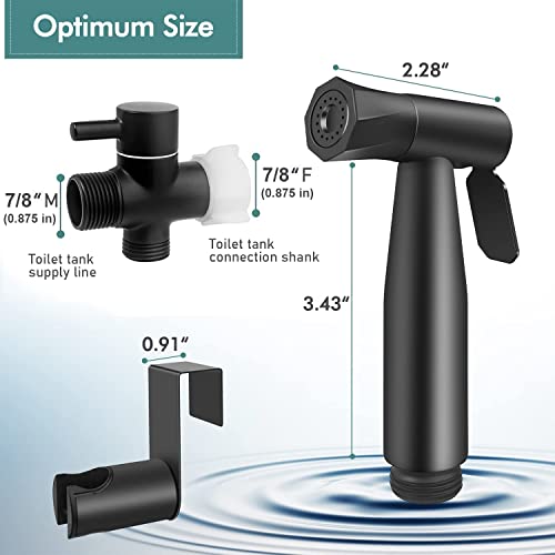 【Upgrade】Brass Handheld Bidet Sprayer for Toilet–Premium Stainless Steel Handheld Bidet Attachment for Toilet with 2 Water Adjustment, Perfect for Intimate Care, Cloth Diapers, Toilet Cleaner (Black)