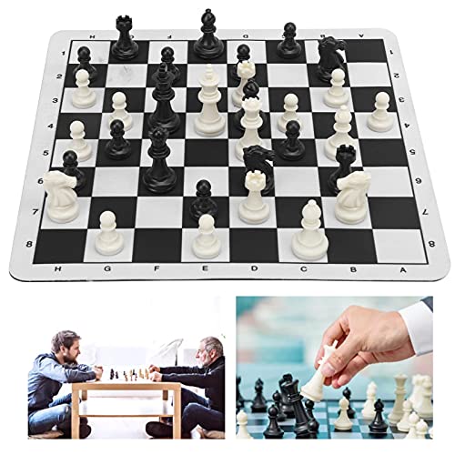 01 International Standard Chess Competition King, Compact Shape Quality Rubber International Standard Chess Set Portable with Chessboard for Kids for People