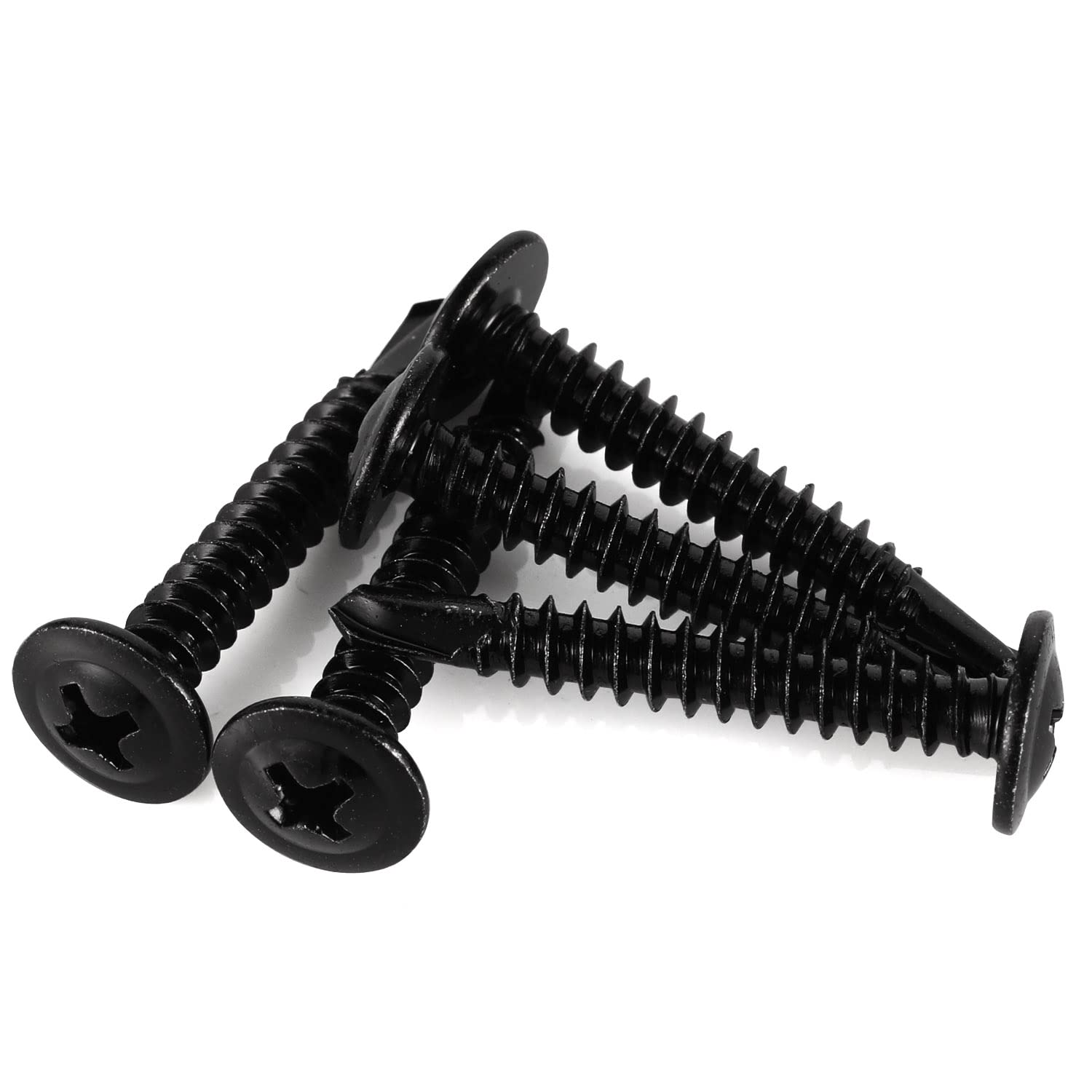#10 x 1" Wafer Head Self Drilling Sheet Metal Screws Modified Truss Head Self Driller, 410 Stainless Steel Black, 50 PCS