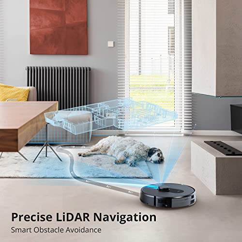 + 360 S8 Plus Robot Vacuum Cleaner and Mop Combo with Self-Emptying Dock, Botslab LIDAR Navigation Smart Mapping Robot, 2700Pa Suction, Work with Alexa, Ideal for Pet Hair, Carpet and Hard Floor