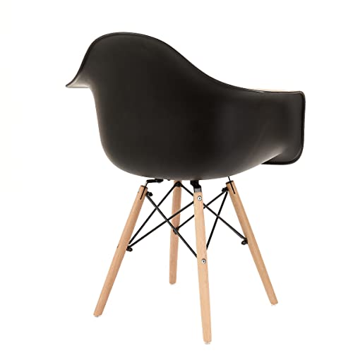 +gardenlife | Eames Nordic Chair Mid Century Design Dining Plastic Armchair | Set of 2 | Black