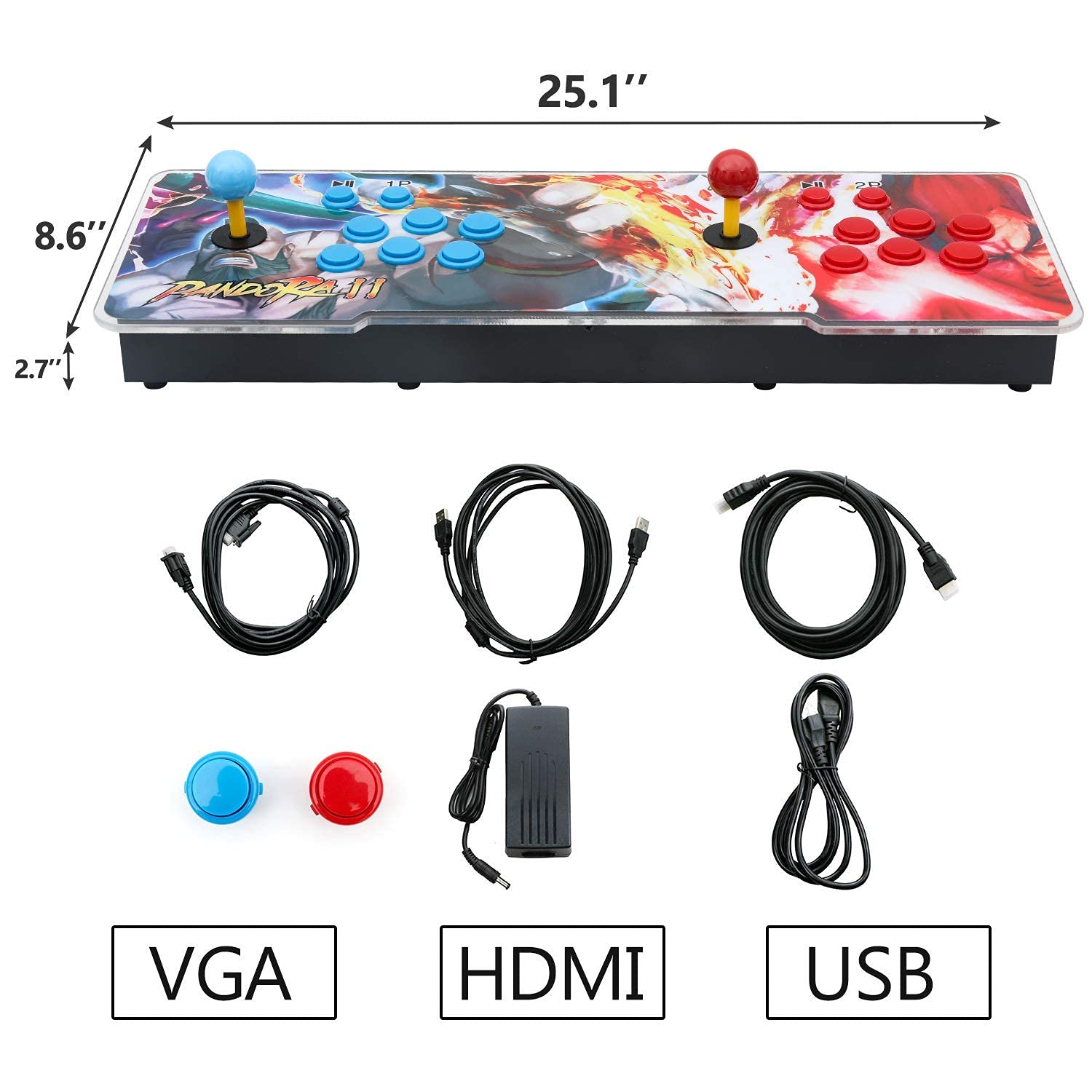 【30000 Games in 1】 Arcade Game Console ,Pandora Treasure 3D Double Stick,30000 Classic Arcade Game,Search Games, Support 3D Games,Favorite List, 4 Players Online Game,1280X720 Full HD Video Game