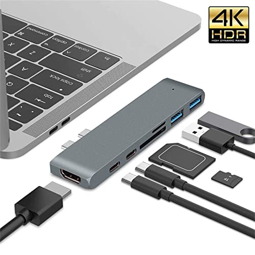 #V2iwOH Double USB Type C to 4K Hdmi 2 USB 3 0 Sd/Tf Card Reader 2 Type C 7 in 2 Hub Adapter