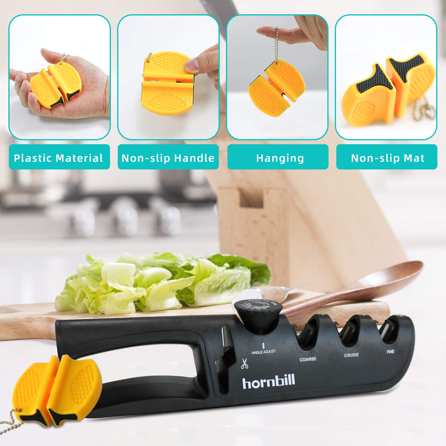 【2022 NEW】Manual Kitchen Knife Sharpener Adjustable 12-24°, 4-in-1 Chef Choice Knife and Scissor Sharpener, Repair, Restore, Polish Blades, Blade Sharpener for Ceramic/Steel Knife/Scissor/Home Kitchen