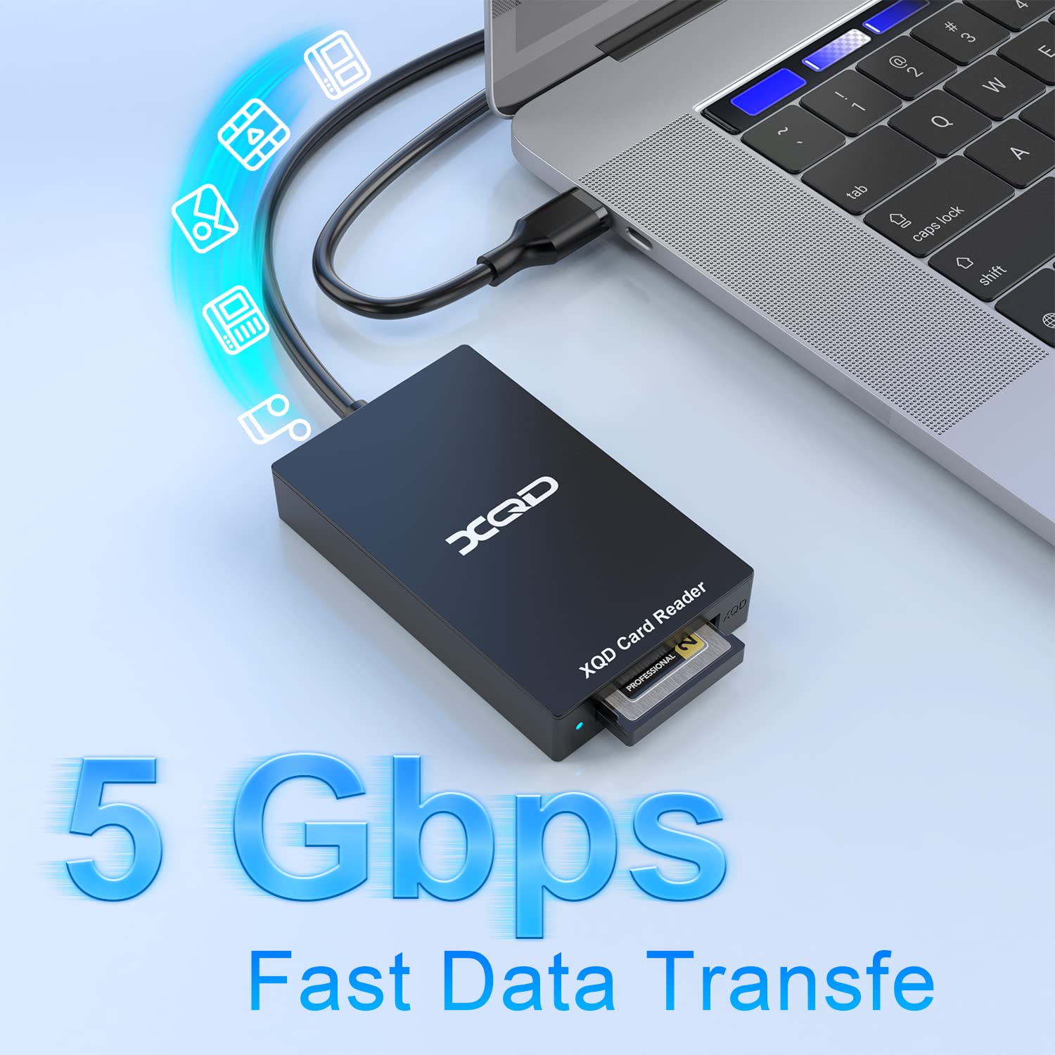 【Upgraded Version】USB C XQD Card Reader, Rocketek XQD Reader Compatible with Sony G/M Series USB Mark XQD Card, Lexar 2933x/1400x USB C Mark XQD Card for Windows/Mac OS. Type C XQD Memory Card Reader