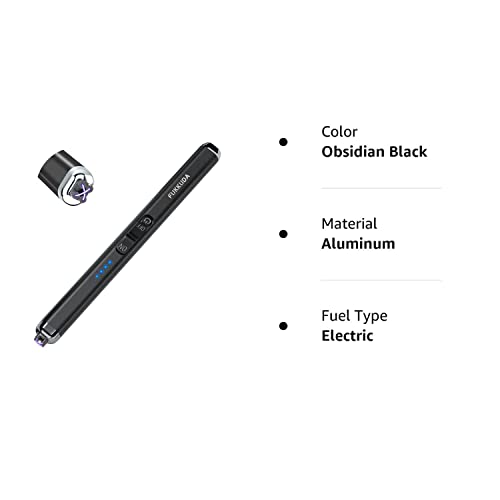 【Upgraded】 Dual Arc Electric Candle Lighter Rechargeable USB Lighter Plasma Arc Lighters for Candle (Obsidian Black)