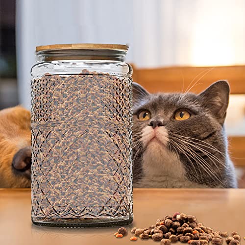 1 Gallon Cookie Jar, Wide Mouth Large Glass Jars with Bamboo Lid, Airtight Storage Food Kitchen Counter Containers for Candy, Flour, Oats, Coffee Bean, Pet Treats, Laundry Pods, Laundry Detergent