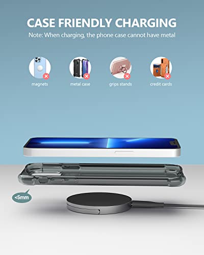 【UV-Coating】 Magnetic Wireless Charger,Qi-Certified Wireless Charging Pad Mag-Safe Charger Compatible with iPhone 14/14 Plus/14 Pro/14 Pro Max, iPhone 13/13 Pro/13 Pro Max/13 Mini, Mag Charging Grey