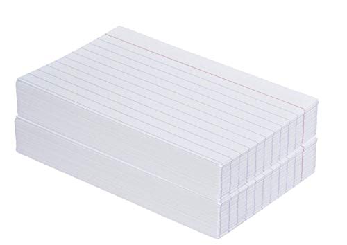 1InTheOffice Index Card Storage Box 4x6, Index Card Holder 400 Capacity & 4x6 Ruled Index Cards, White 200/Pack