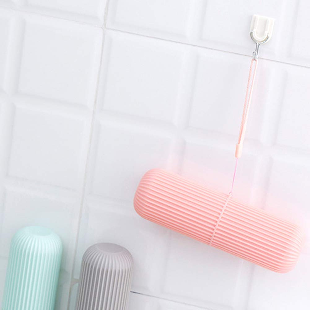 1 Piece Plastic Toothbrush Case Holder Travel Toothpaste Toothbrush Bin Holder Storage Wash Cup for Outdoor Travel Trip, Beige