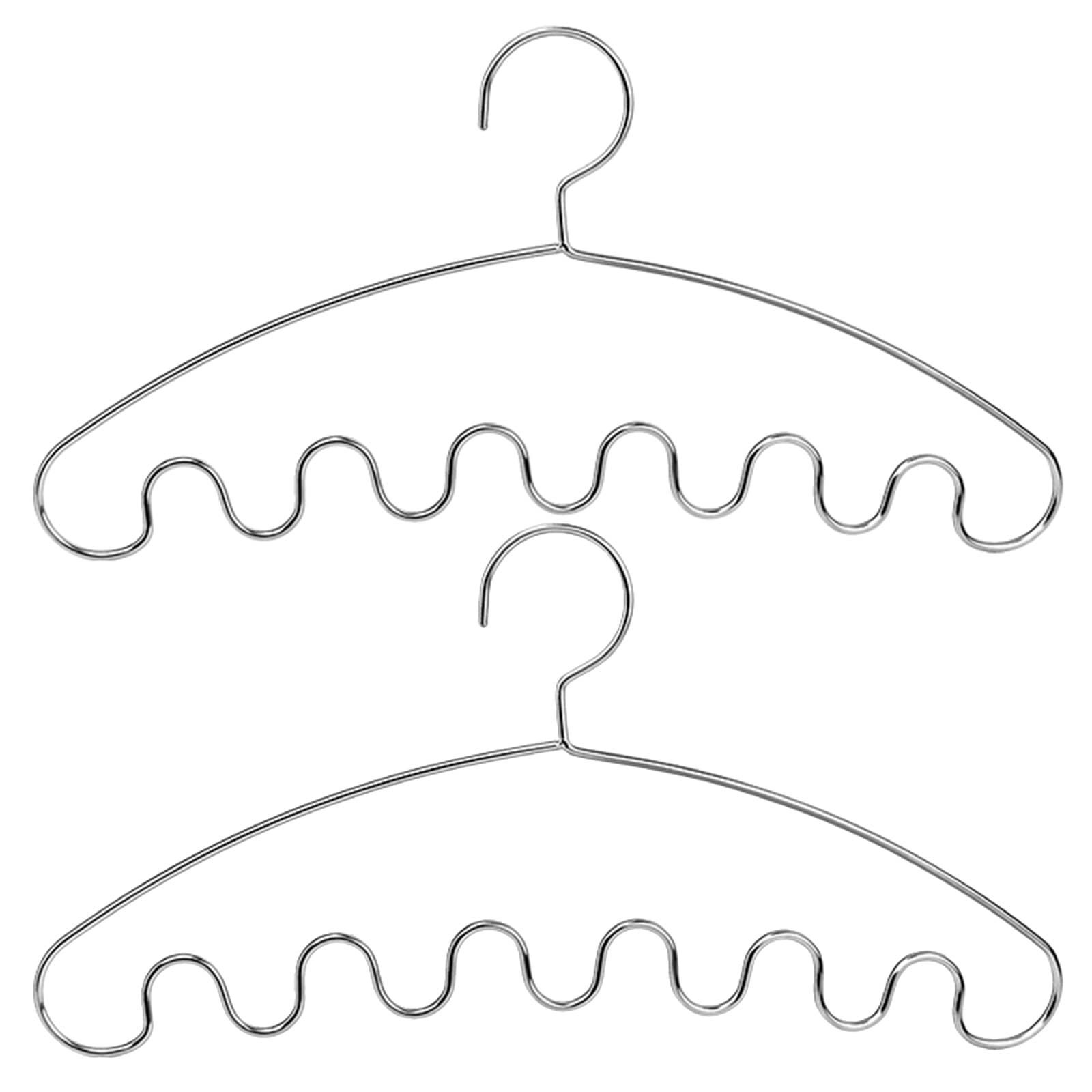 【Pack of 2】 Waikas Clothes Hangers with 7 Wave Grooves, 304 Stainless Steel, for Bras Suspenders Vests Ties Swimwear