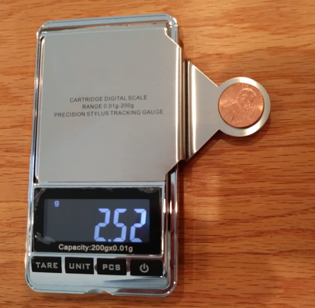 0.01g/200g Turntable Stylus Force Gauge, Digital VTF Scale with Blue LCD Backlight, Tracking Force Gauge for Tonearm Phono Cartridge