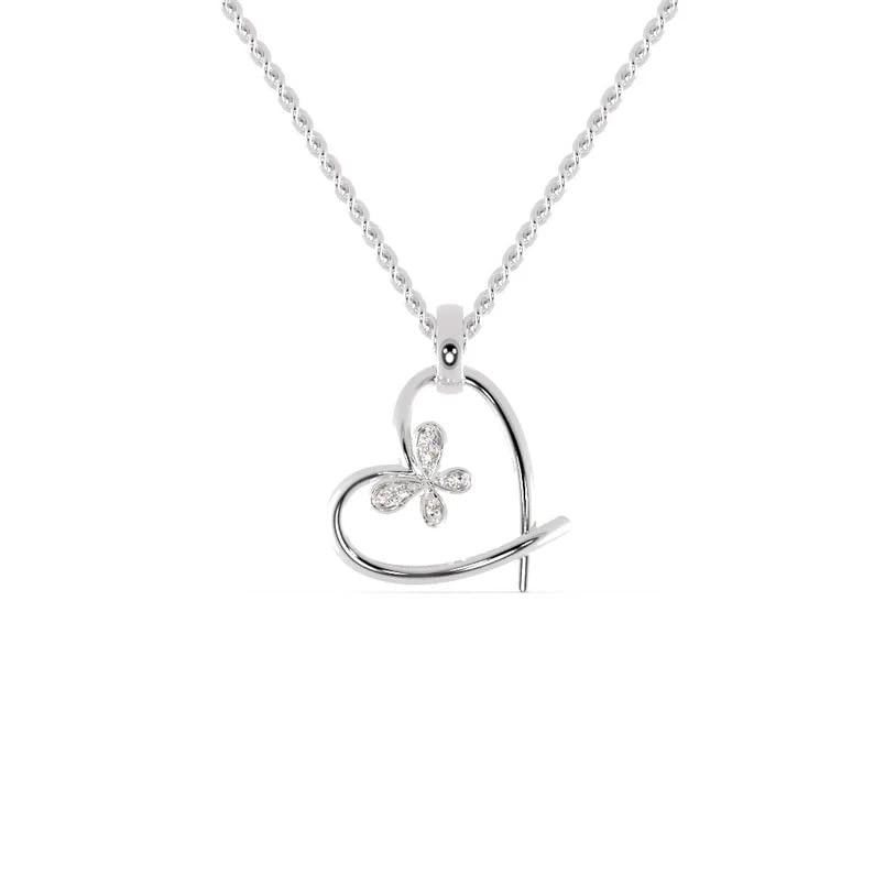 0.03 TCW Round Cut 925 Sterling Silver with Cubic Zirconia Charm Pendant For Women By Elenore