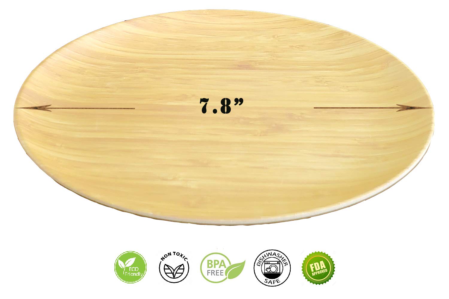 1 Click Bamboo Fiber Salad/Dessert Plates, Set of, Reusable, Durable, Bamboo Tableware for Events/Home/Picnic/Party, Dishwasher safe, for Adults and Kids