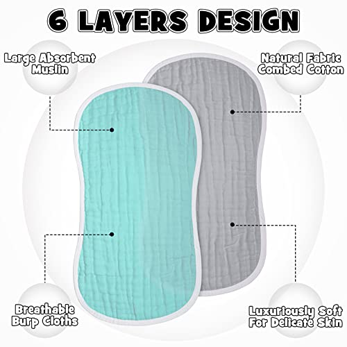10 Pack Muslin Burp Cloths for Baby Girl Boy 6 Layers Thicken Soft Unisex Baby Burp Cloths Large Absorbent Muslin Burping Cloth Rags