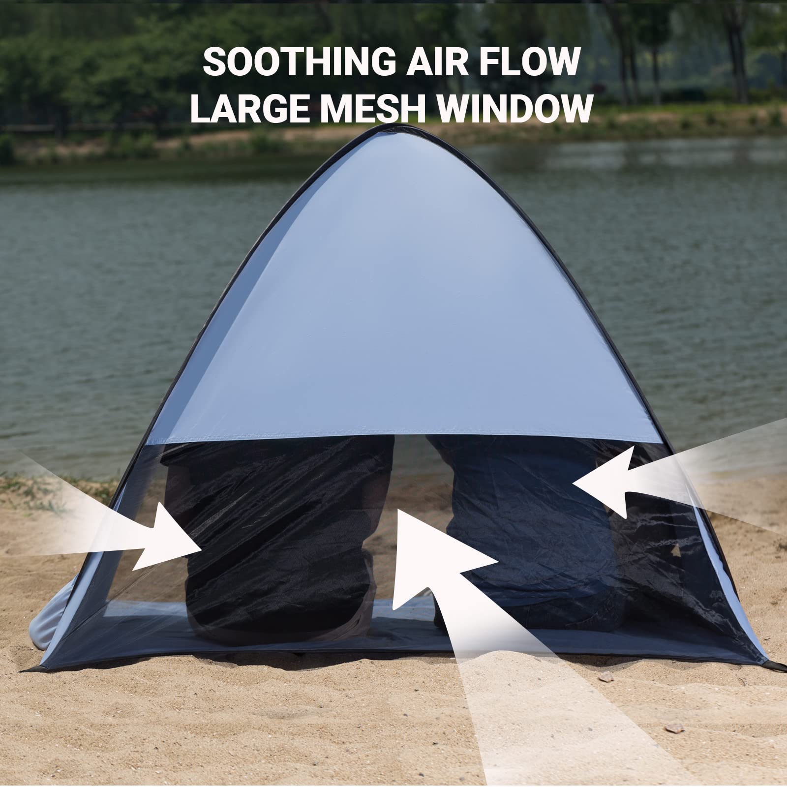 #WEJOY Pop Up Beach Tent Sun Shelter Automatic Instant Ultra Light Portable Outdoors Quick Cabana Tent for Beach Sun Shade, UPF 50+, LIGHTBLUE_2 Person, (47 + 24) × 57 × 43"