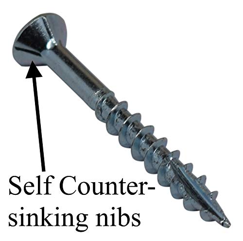 #8 x 1-1/4" Flat Head Wood Screws - #2 Philips Drive - Countersinking Nibs - Auger Point - Deep Thread Design for Cabinets & All Interior Work - Zinc Plated - 1,000 Screws