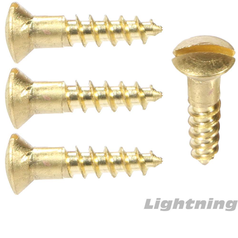 #4 x 3/8 Solid Brass Wood Screws Oval Head Slotted Drive Quantity 100