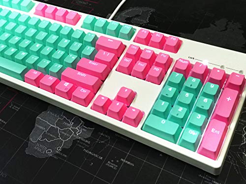 104 Keys Miami PBT Doubleshot Backlit Keycaps ANSI/ISO Keyset OEM Profile for 60%/87 TKL/104/108 Cherry MX Switches Gaming Mechanical Keyboards (Miami)