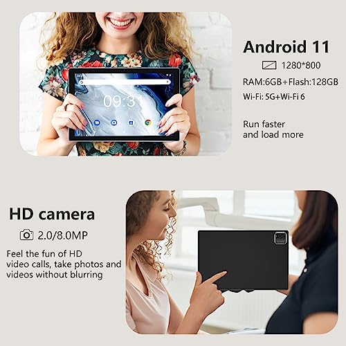 10 inch Tablets, Android 11.0 Tablets, 6GB+128GB, 512GB Expand, Quad-Core, Dual Camera, HD Touch Screen, BT, Wi-Fi 6, Google GMS