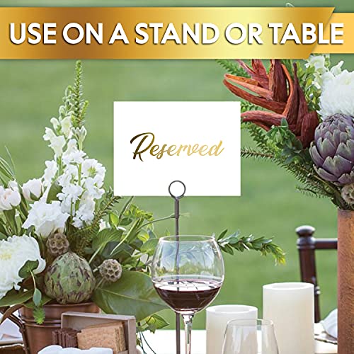 10 Pack Gold Reserved Table Signs for Wedding Party Restaurant - Double Sided Reserved Table Signs - Gold Reserved Signs for Tables - Gold Table Reserved Cards - White Paper Reserved Table Tent Card